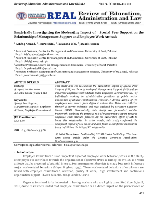 (PDF) Peer Support's Role in Management and Commitment