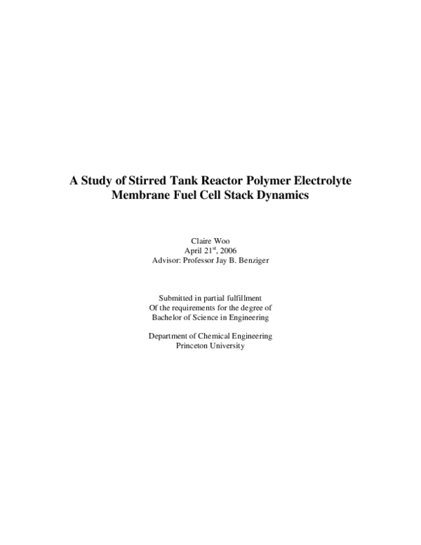 (PDF) A Study of Stirred Tank Reactor Polymer Electrolyte Membrane Fuel ...