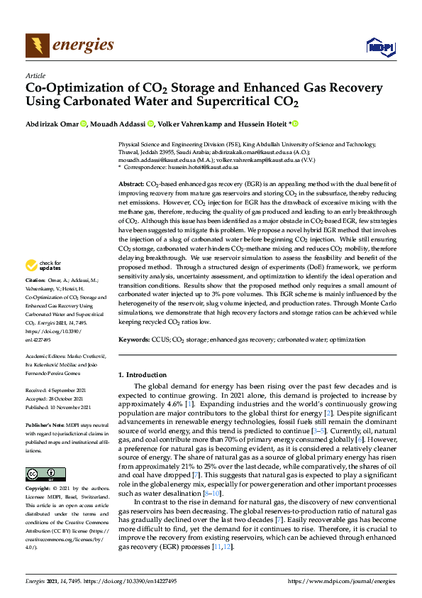 (PDF) Co-Optimization of CO2 Storage and Enhanced Gas Recovery Using Carbonated Water and ...