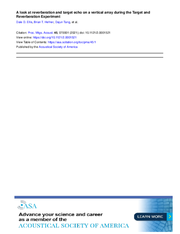 (PDF) A look at reverberation and target echo on a vertical array during the Target and ...
