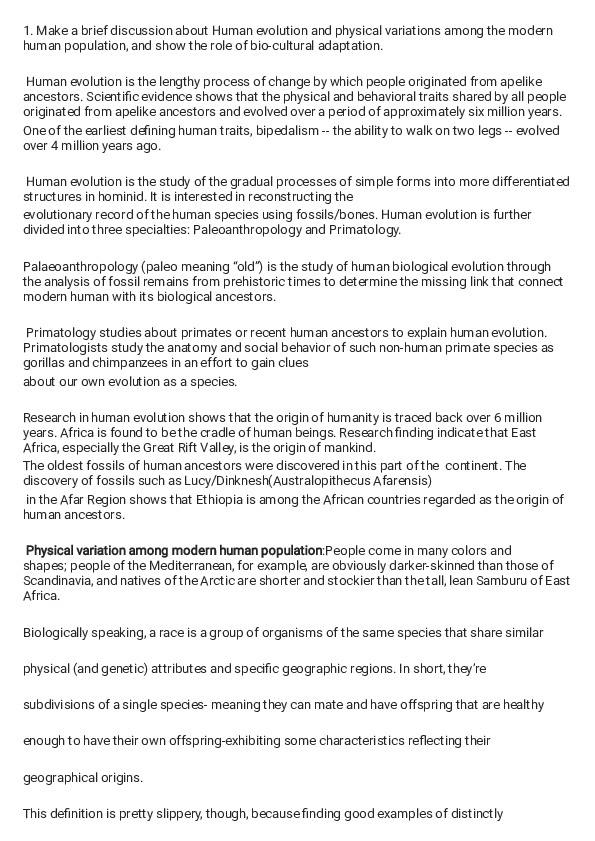 (PDF) Make a brief discussion about Human evolution and physical ...