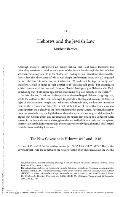 (PDF) Hebrews and the Jewish Law