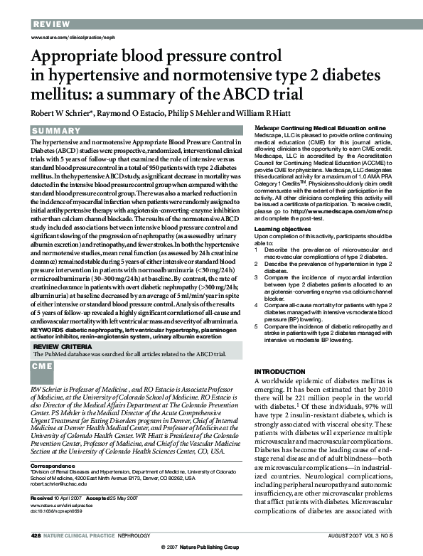 (PDF) Appropriate blood pressure control in hypertensive and ...