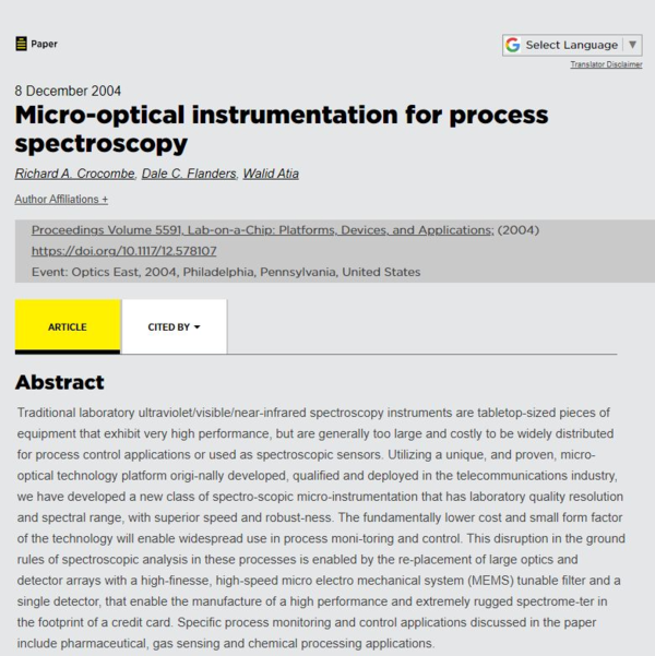 (PDF) Micro-optical instrumentation for process spectroscopy
