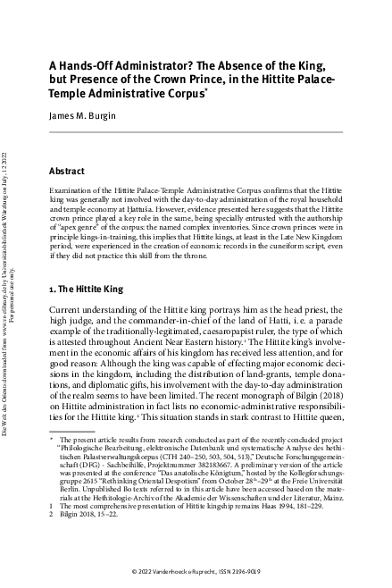 (PDF) A Hands-Off Administrator? The Absence of the King, but Presence ...