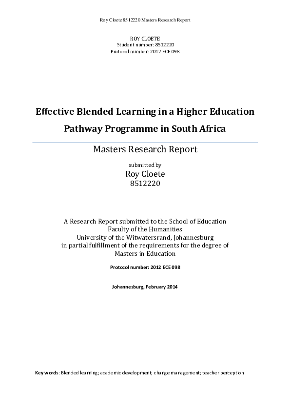 (PDF) Effective blended learning in a higher education pathway ...