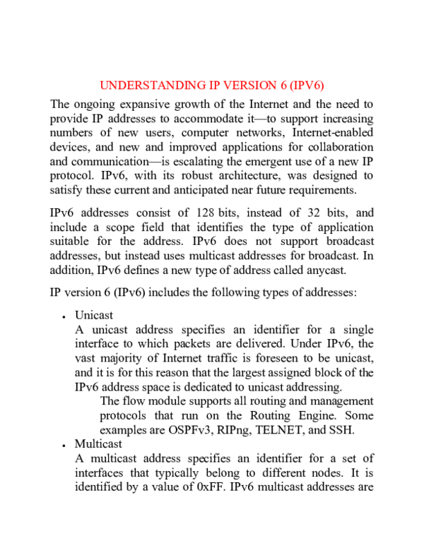 (DOC) UNDERSTANDING IP VERSION 6