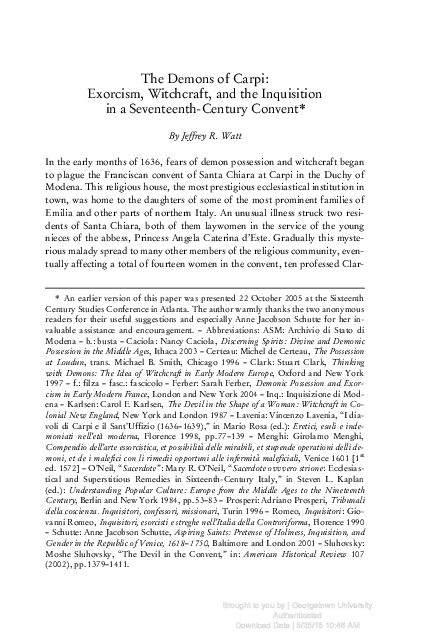 (PDF) The Demons of Carpi: Exorcism, Witchcraft, and the Inquisition in ...