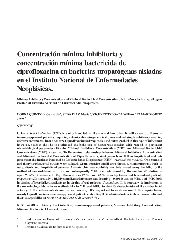 (PDF) Concentración mínima inhibitoria y concentración mínima ...