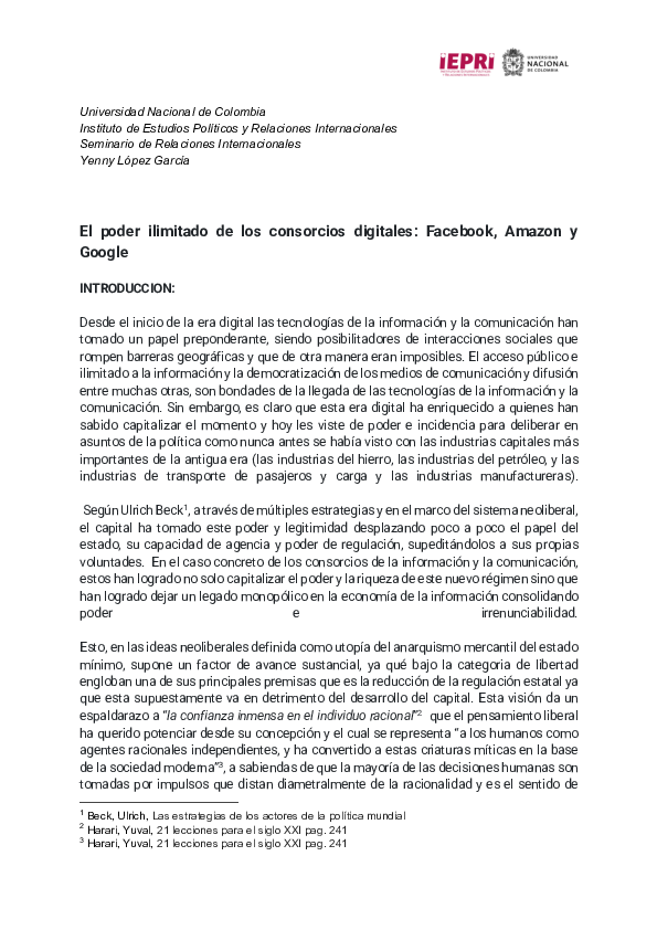 (PDF) El poder ilimitado de los consorcios digitales: Facebook, Amazon ...