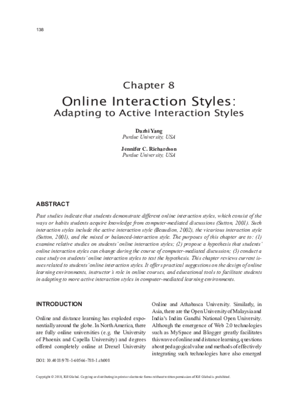 (PDF) Online Interaction Styles