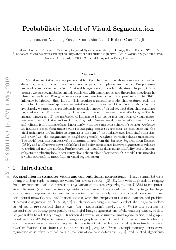 (PDF) Probabilistic Model of Visual Segmentation | Ruben Coen-Cagli - Academia.edu