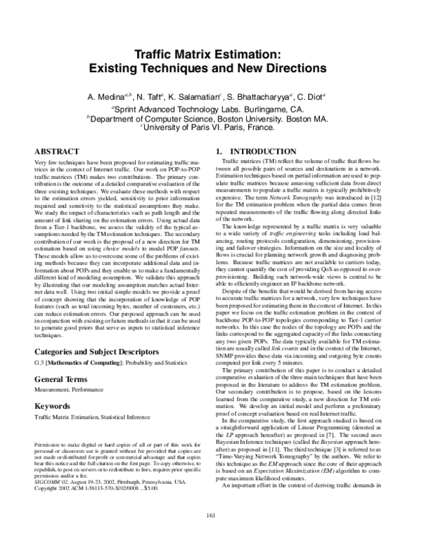 (PDF) Traffic matrix estimation
