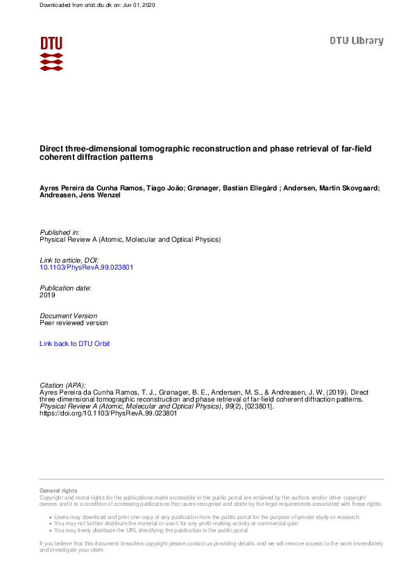 (PDF) Direct three-dimensional tomographic reconstruction and phase retrieval of far-field ...
