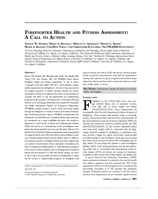 (PDF) Firefighter Health and Fitness Assessment