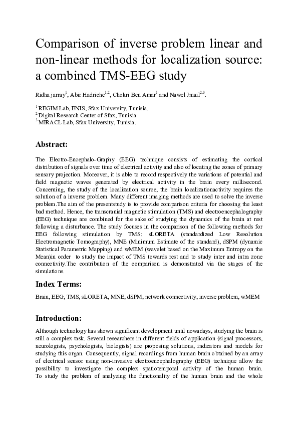 (PDF) Comparison of inverse problem linear and non-linear methods for localization source: a ...