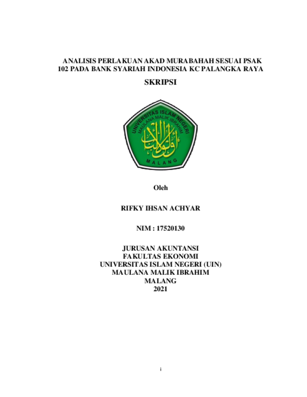 (PDF) Analisis perlakuan akad murabahah sesuai PSAK 102 pada Bank ...