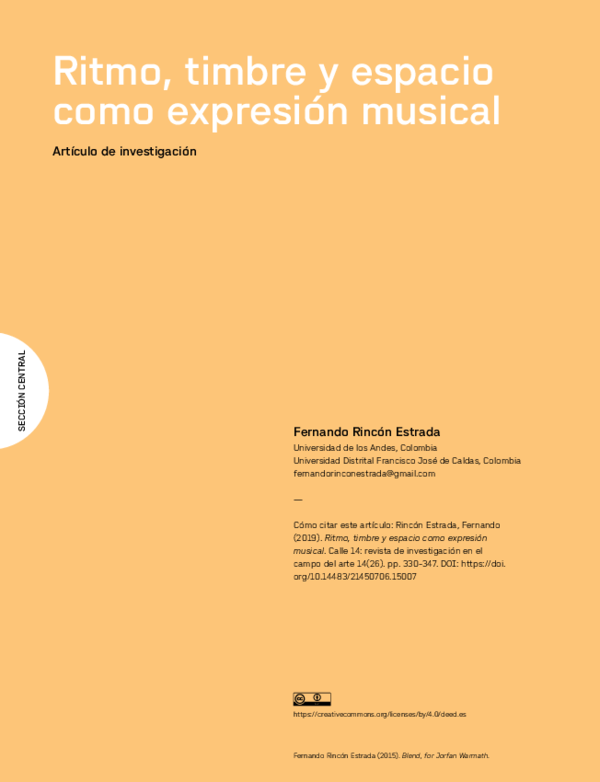 (PDF) Ritmo, timbre y espacio como expresión musical | Fernando Rincón ...