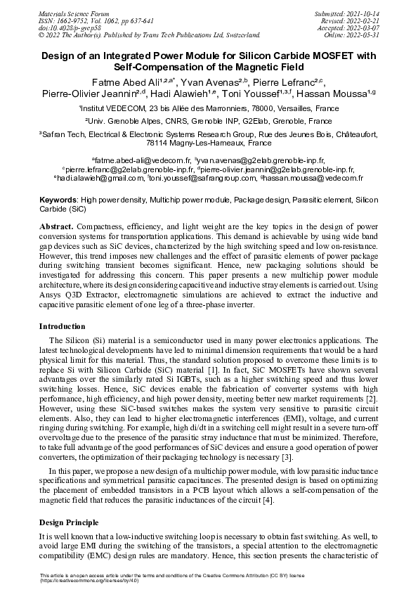 (PDF) Design of an Integrated Power Module for Silicon Carbide MOSFET ...