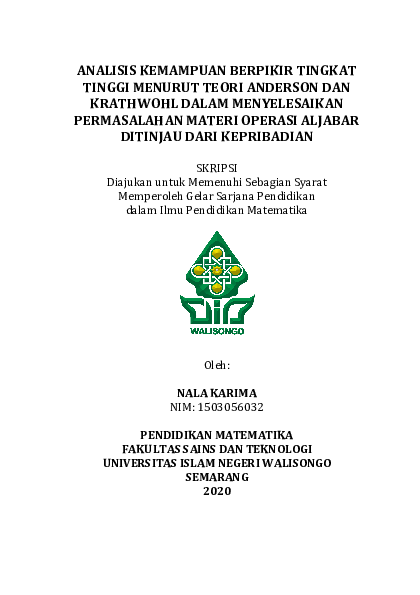 (PDF) Analisis kemampuan berpikir tingkat tinggi menurut teori Anderson ...