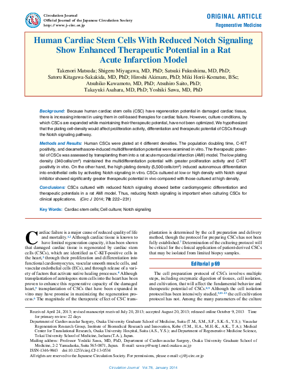 (PDF) Human Cardiac Stem Cells With Reduced Notch Signaling Show ...
