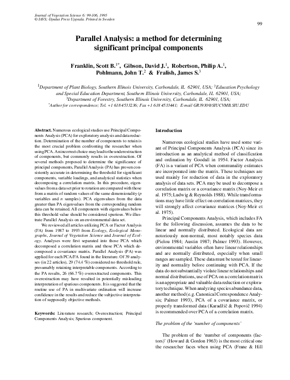 (PDF) Parallel Analysis: a method for determining significant principal ...