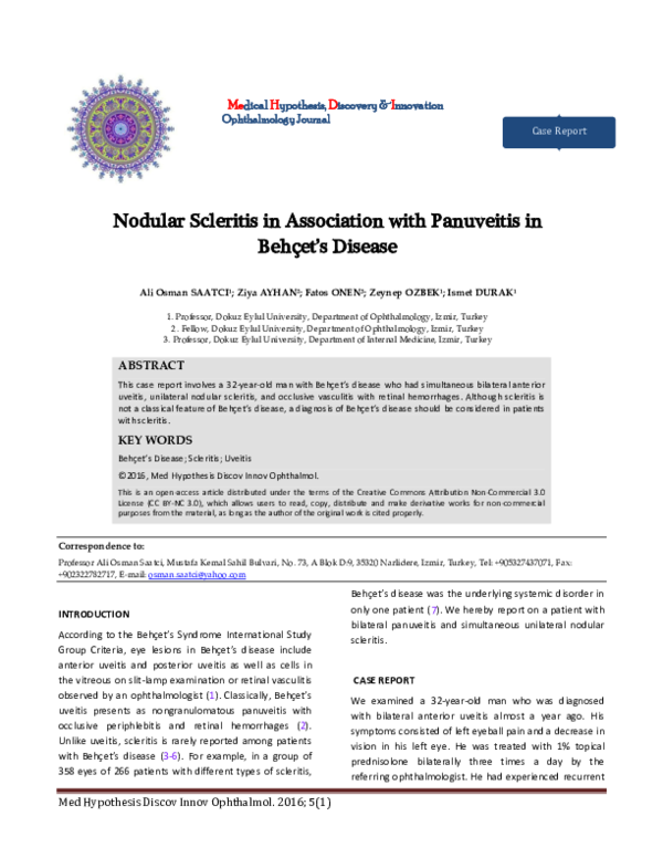 (PDF) Nodular Scleritis in Association with Panuveitis in Behçet’s Disease