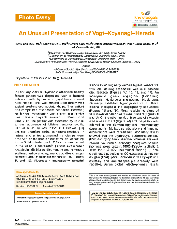 (PDF) An Unusual Presentation of Vogt–Koyanagi–Harada
