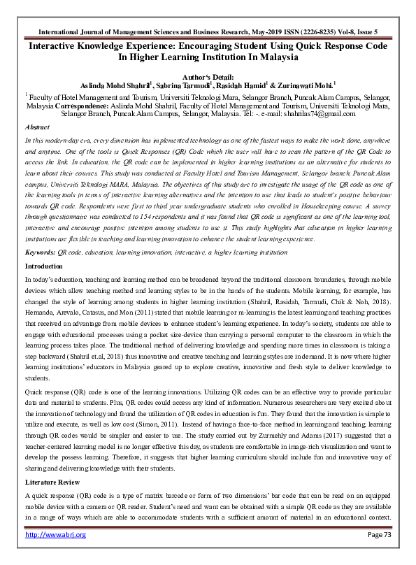 (PDF) Interactive Knowledge Experience: Encouraging Student Using Quick ...