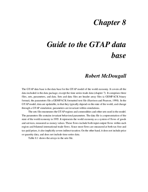 (PDF) GTAP 8 data base documentation—chapter 2: Guide to the GTAP database