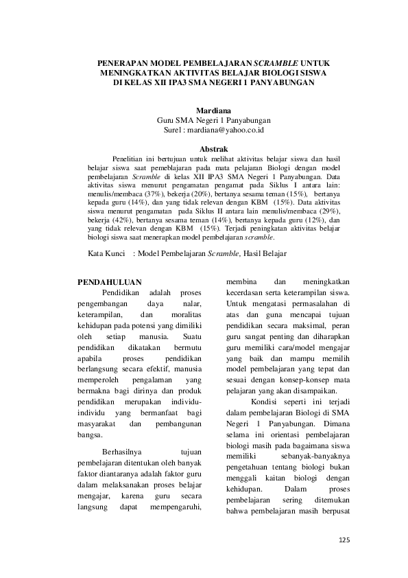 (PDF) Penerapan Model Pembelajaran Scramble Untuk Meningkatkan ...