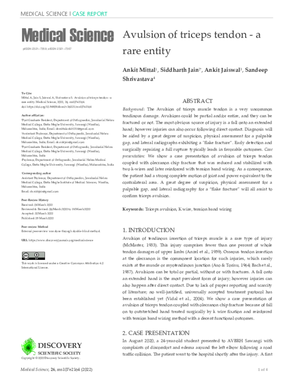(PDF) Avulsion of triceps tendon - a rare entity