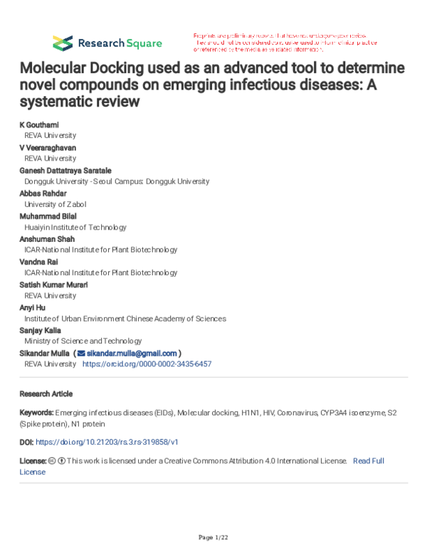 (PDF) Molecular Docking used as an advanced tool to determine novel ...