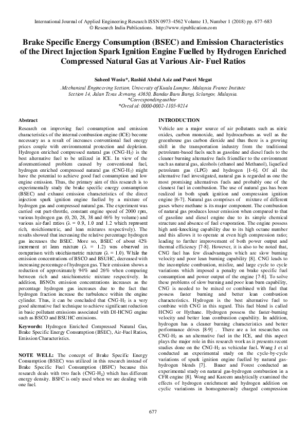 Pdf Brake Specific Energy Consumption Bsec And Emission Characteristics Of The Direct