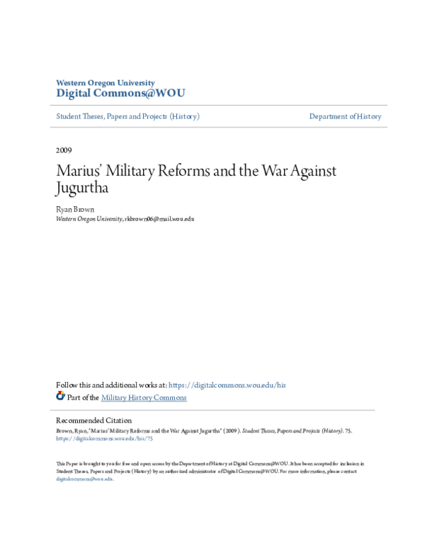 (PDF) Marius’ Military Reforms and the War Against Jugurtha