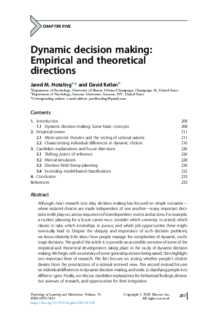 (PDF) Dynamic decision making: Empirical and theoretical directions