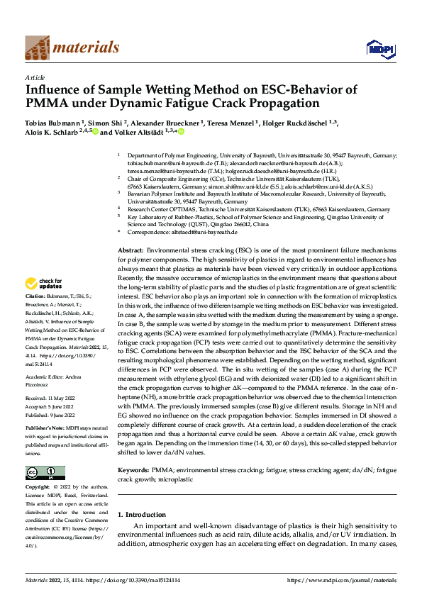 (PDF) Influence of Sample Wetting Method on ESC-Behavior of PMMA under ...