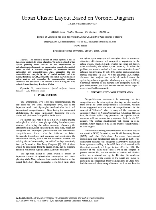 (PDF) Urban Cluster Layout Based on Voronoi Diagram