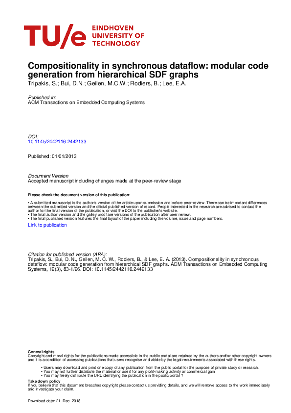 (PDF) Compositionality in synchronous data flow