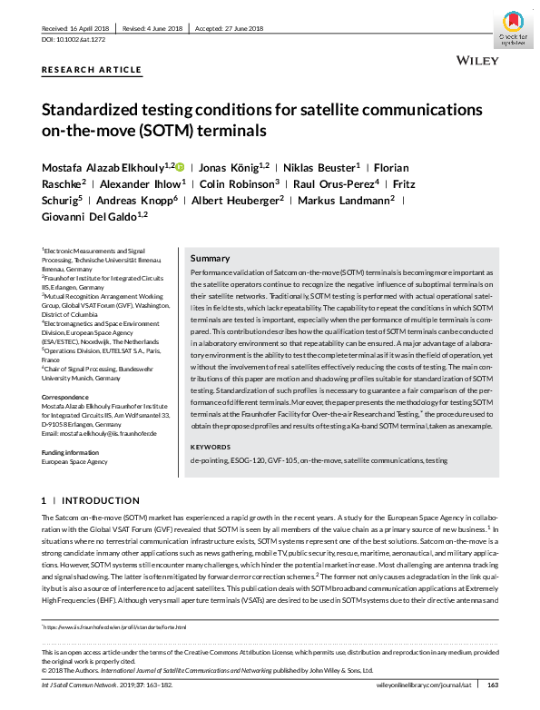 (PDF) Standardized testing conditions for satellite communications on ...