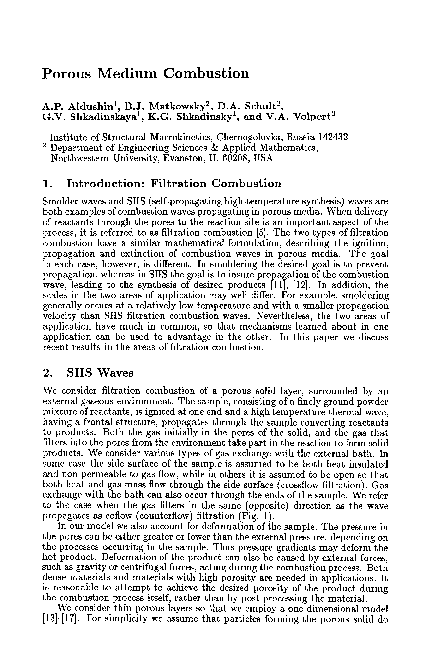 (PDF) Porous medium combustion