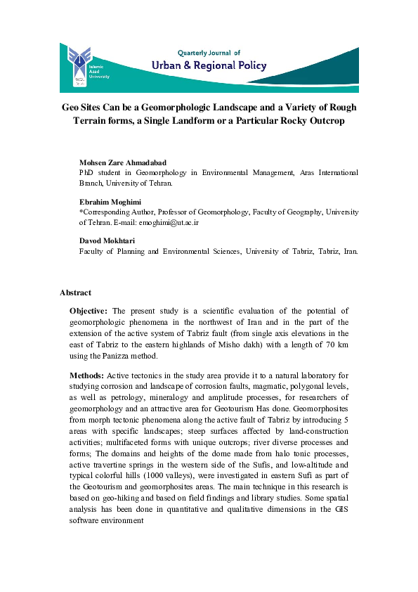 (PDF) Geo Sites Can be a Geomorphologic Landscape and a Variety of ...