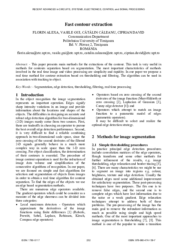 (PDF) Fast Contour Extraction
