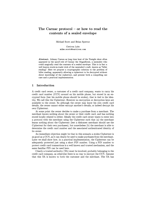 (PDF) The Carnac protocol - or how to read the contents of a sealed ...
