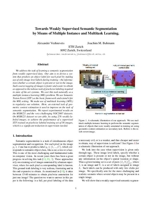 Pdf Towards Weakly Supervised Semantic Segmentation By Means Of Multiple Instance And