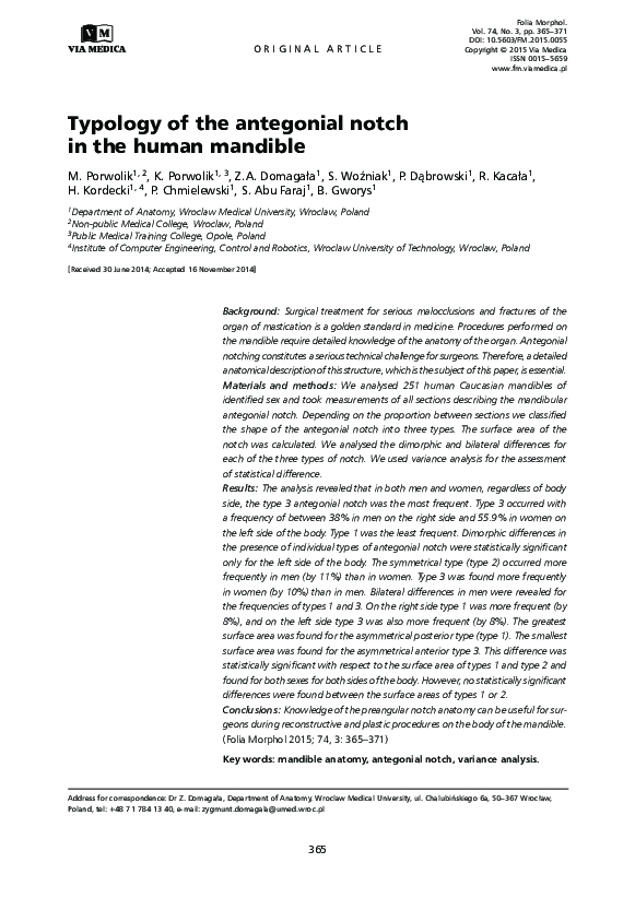 (PDF) Typology of the antegonial notch in the human mandible | Bohdan ...