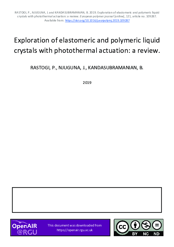 (PDF) Exploration of elastomeric and polymeric liquid crystals with ...