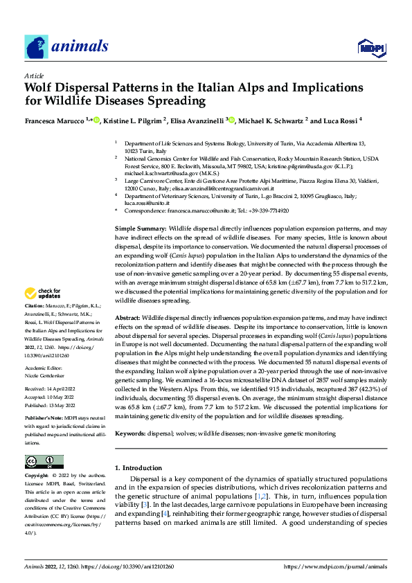 (PDF) Wolf Dispersal Patterns in the Italian Alps and Implications for ...