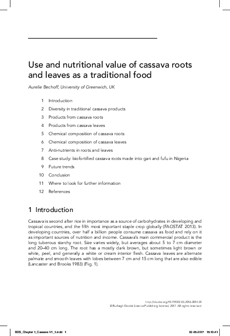 (PDF) Use and nutritional value of cassava roots and leaves as a ...
