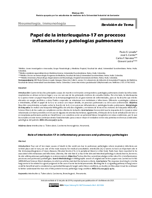 (PDF) Papel de la interleuquina-17 en procesos inflamatorios y ...